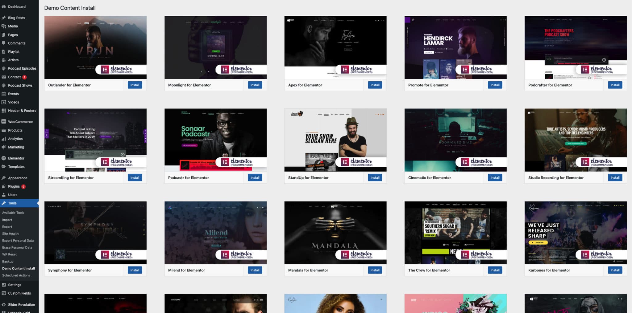 How the back-end and admin parts of your themes look like? | Sonaar
